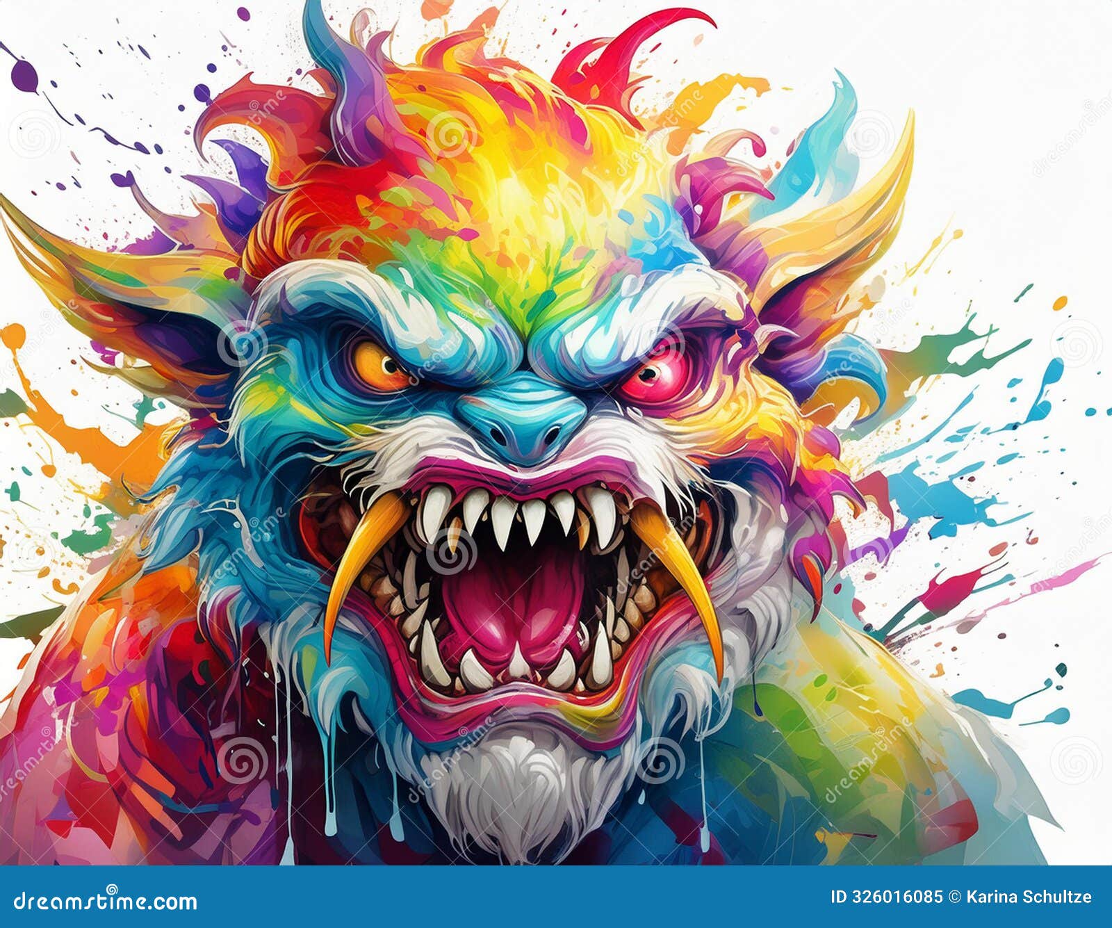 A Colorful Dragon with a Menacing Look on Its Face Stock Illustration ...