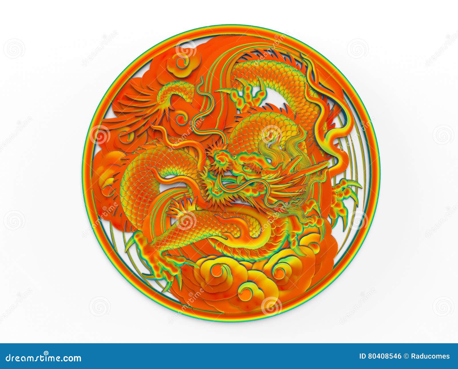 Colorful Dragon Wrapped Around A Pile Of Stones Isolated On White ...