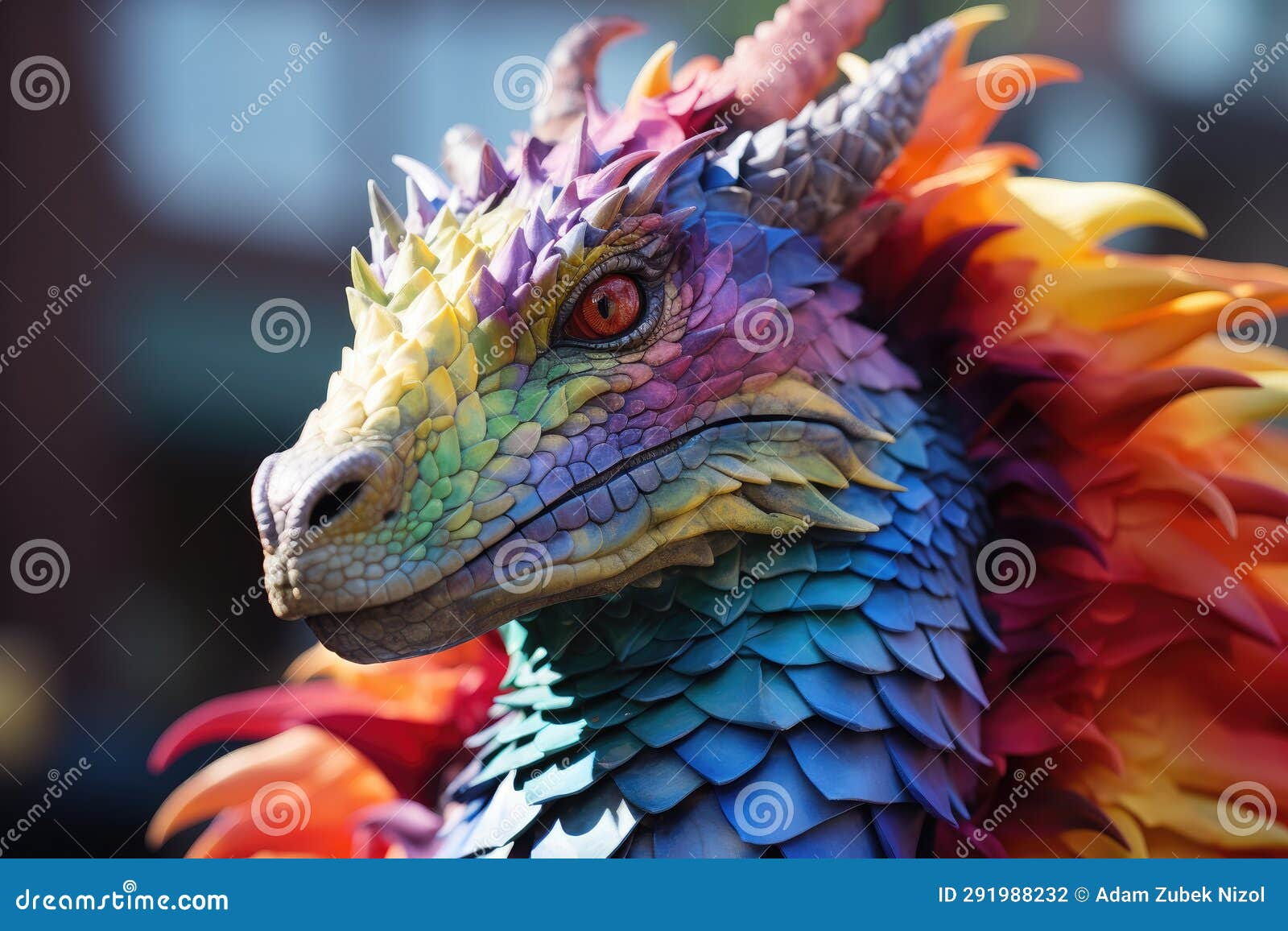 A Colorful Dragon with Sharp Spikes Stock Illustration - Illustration ...