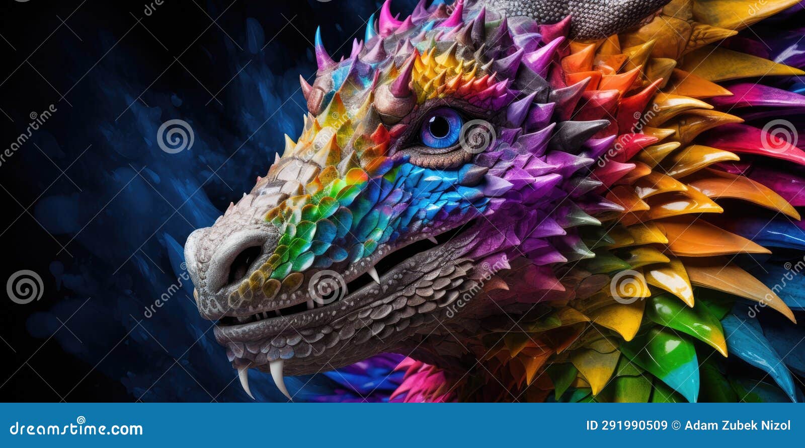 A Colorful Dragon with Sharp Teeth Stock Illustration - Illustration of ...