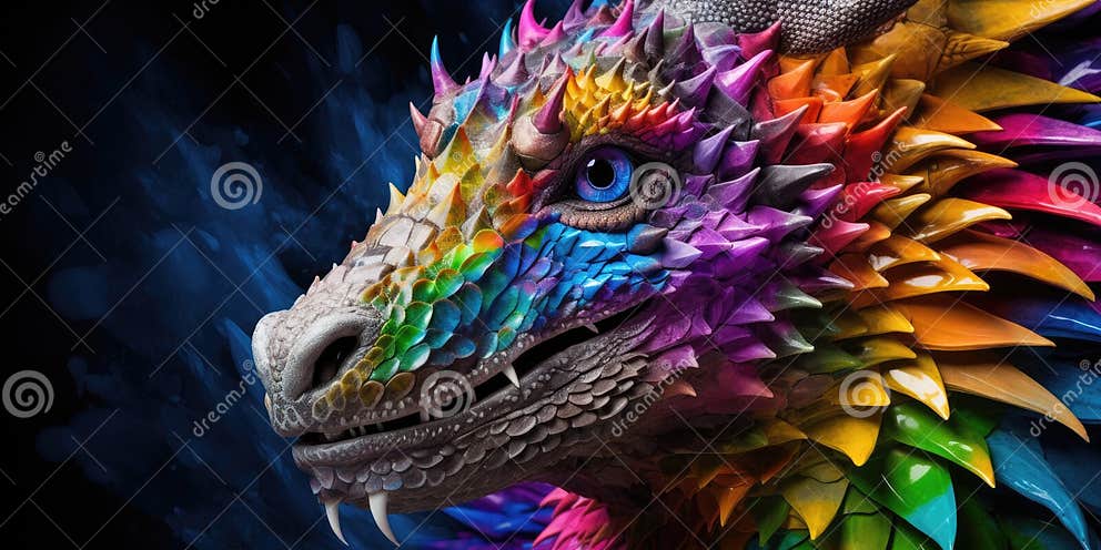 A Colorful Dragon with Sharp Teeth Stock Illustration - Illustration of ...