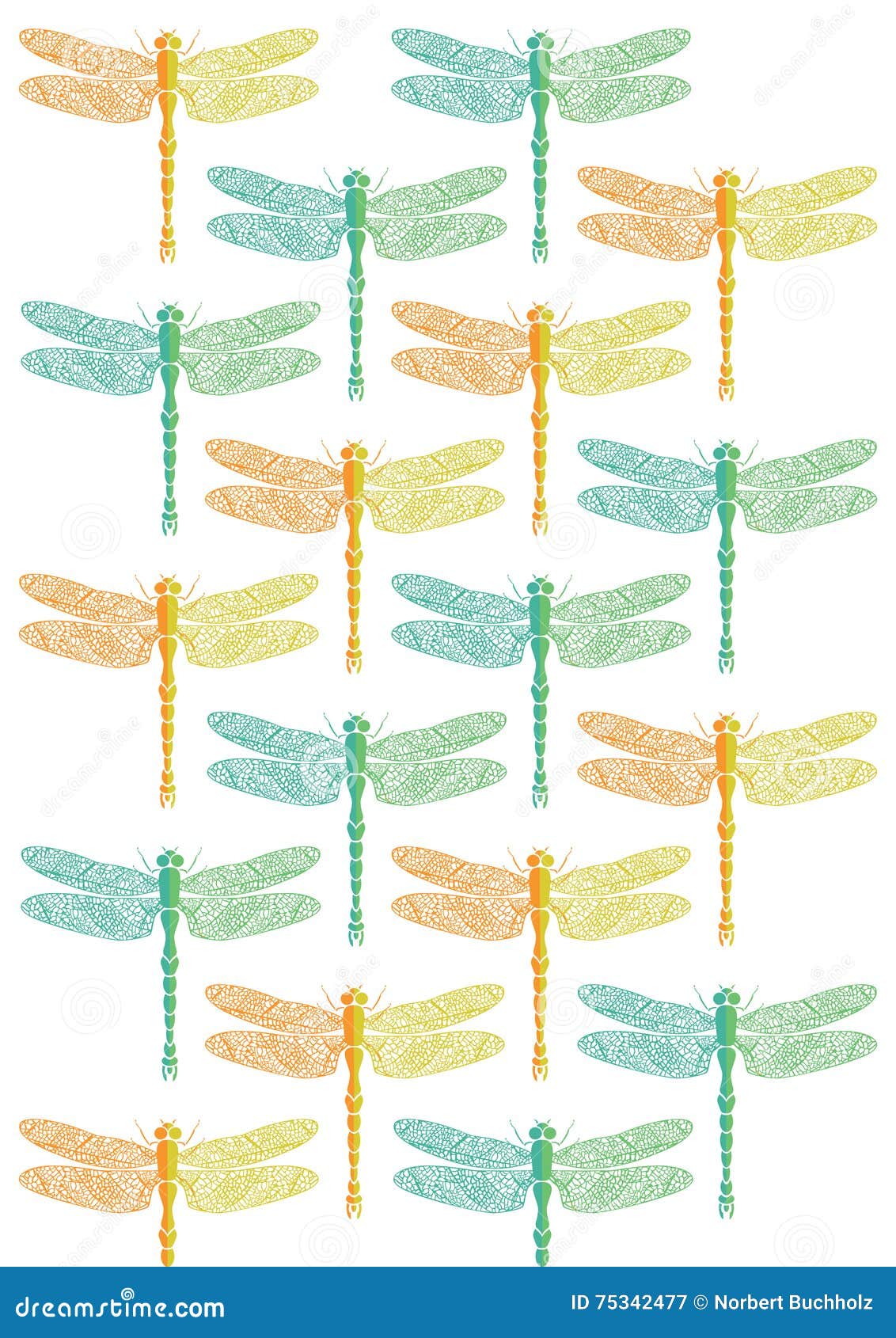 Colorful dragonfly pattern stock vector. Illustration of drawn - 75342477