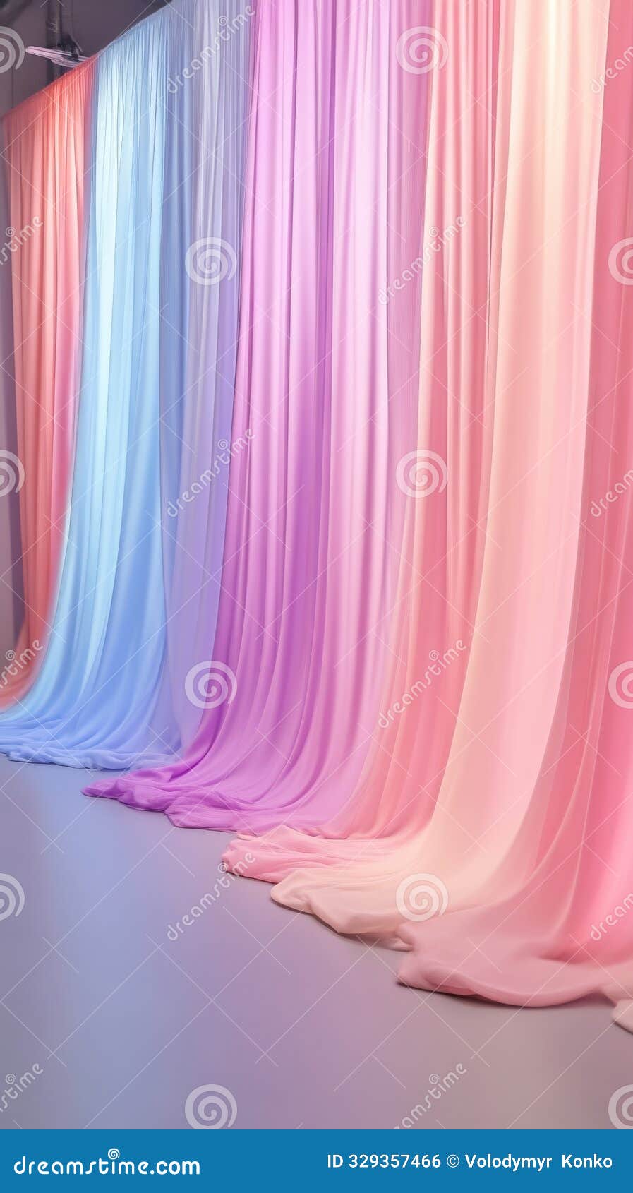 Colorful Draped Fabric Backdrop with Gradient Pastel Hues, Studio Shot ...