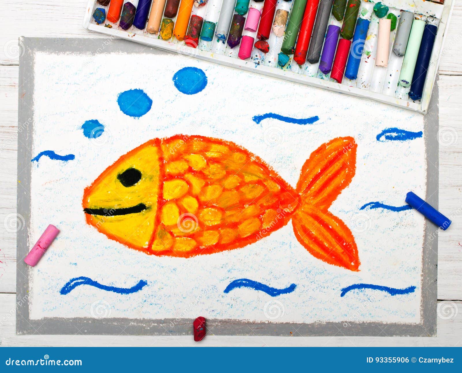 Colorful Drawing: Goldfish in Wather Stock Illustration - Illustration ...