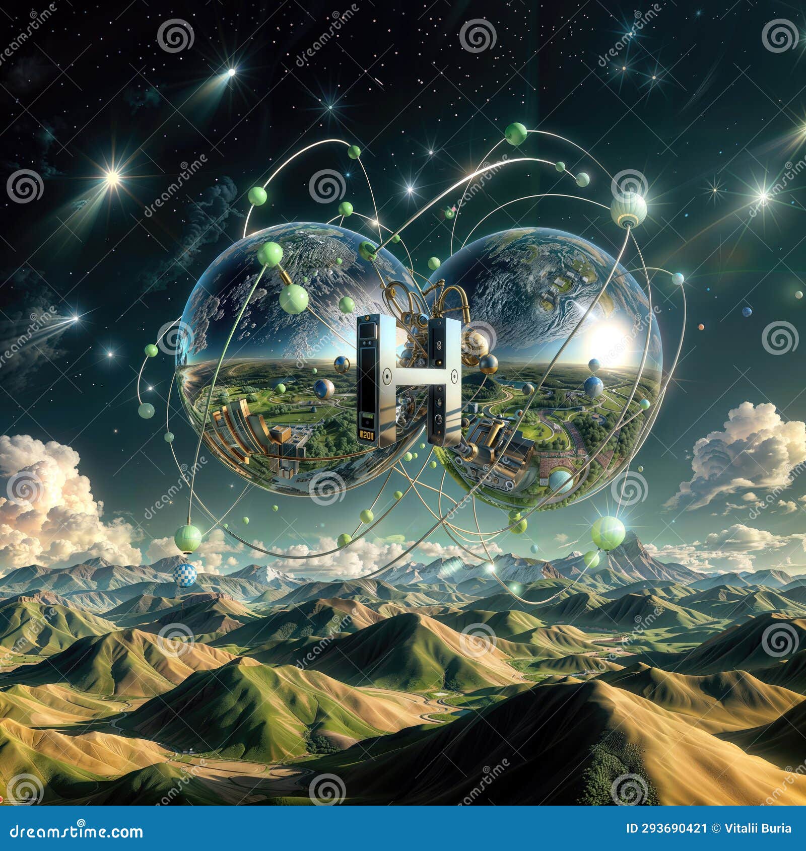 A Colorful Drawing of Hydrogen S Molecular Structure, Generative Ai ...