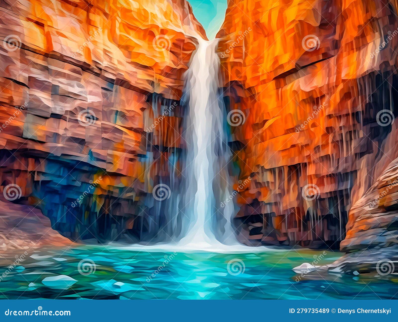 Colorful Drawing of a Multicolored Waterfall. Abstract Wallpaper. AI ...