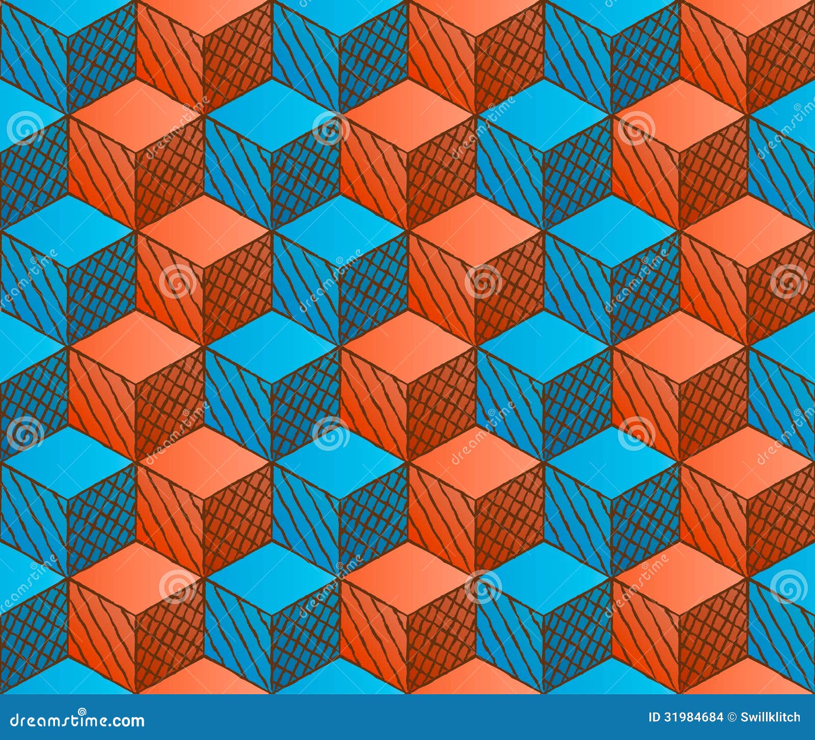 Colorful Drawing Styled Cubes Pattern Stock Vector - Illustration of ...