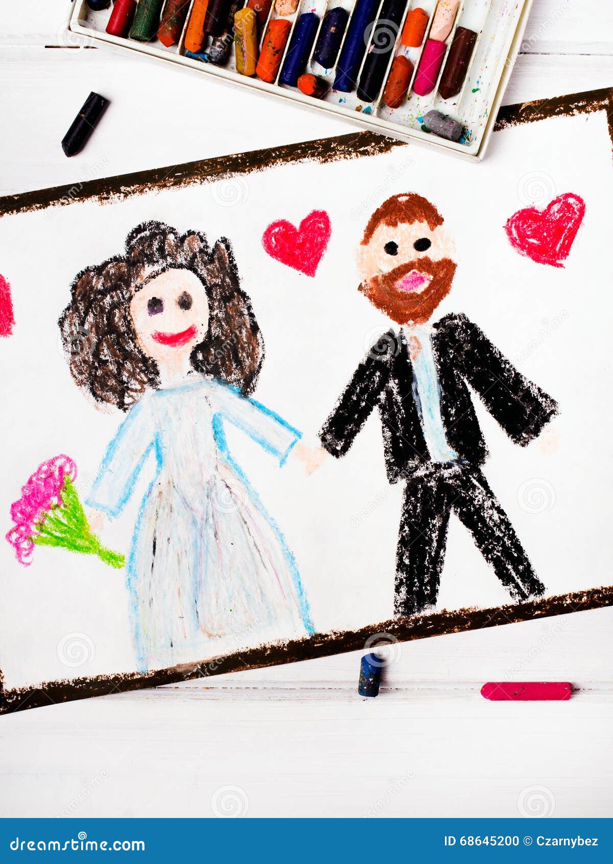 Colorful Drawing: Wedding Day Stock Illustration - Illustration of ...