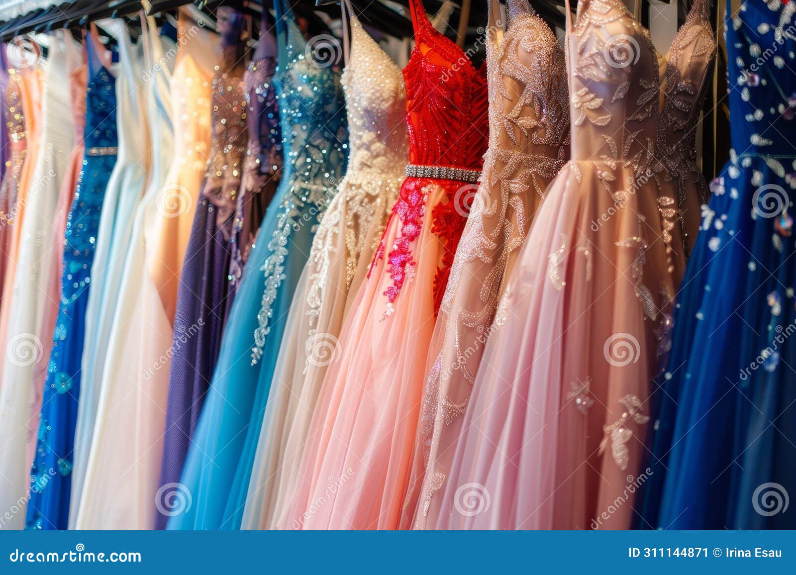 Colorful Dresses on Hangers in a Store Display Stock Image - Image of ...