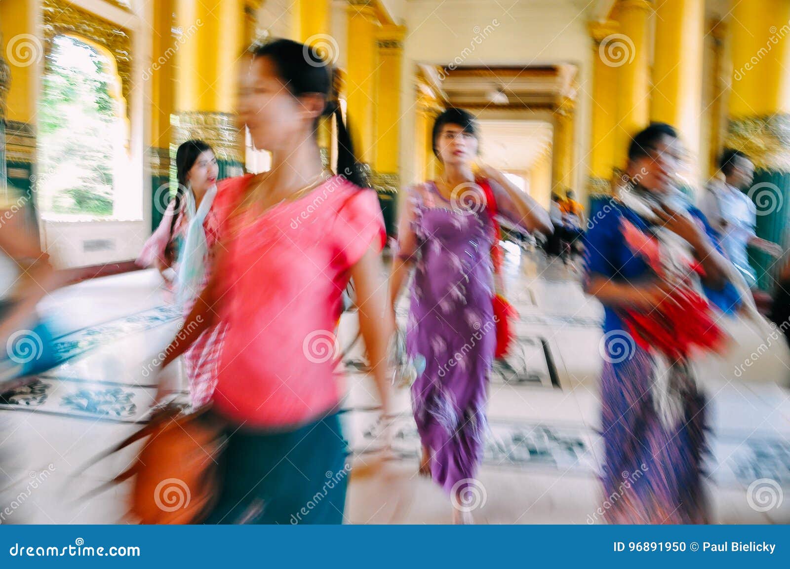 Colorful Dresses in a Temple in Yangon. Editorial Image - Image of ...