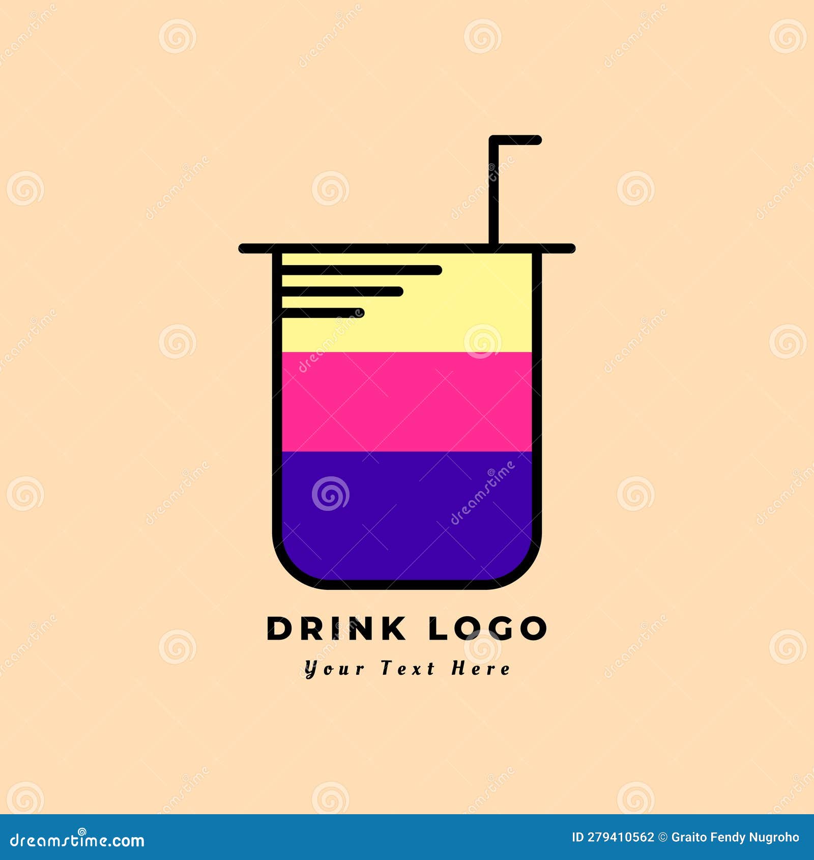 Colorful Drink with Straw Logo Concept Stock Vector - Illustration of ...