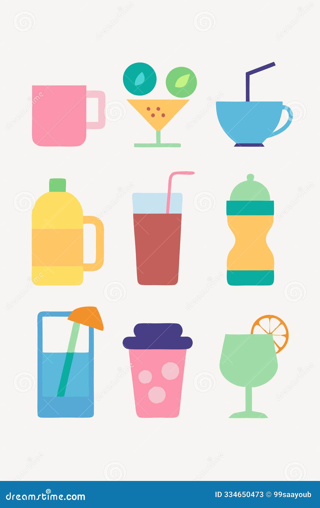 Colorful Drinks Illustrations: a Set of Nine Vibrant Beverage Graphics ...
