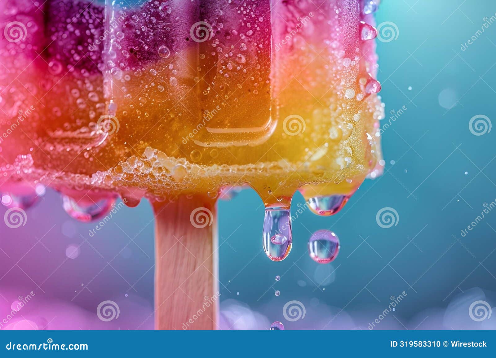 Colorful Dripping Ice Lolly with Water Droplets, AI-generated. Stock ...