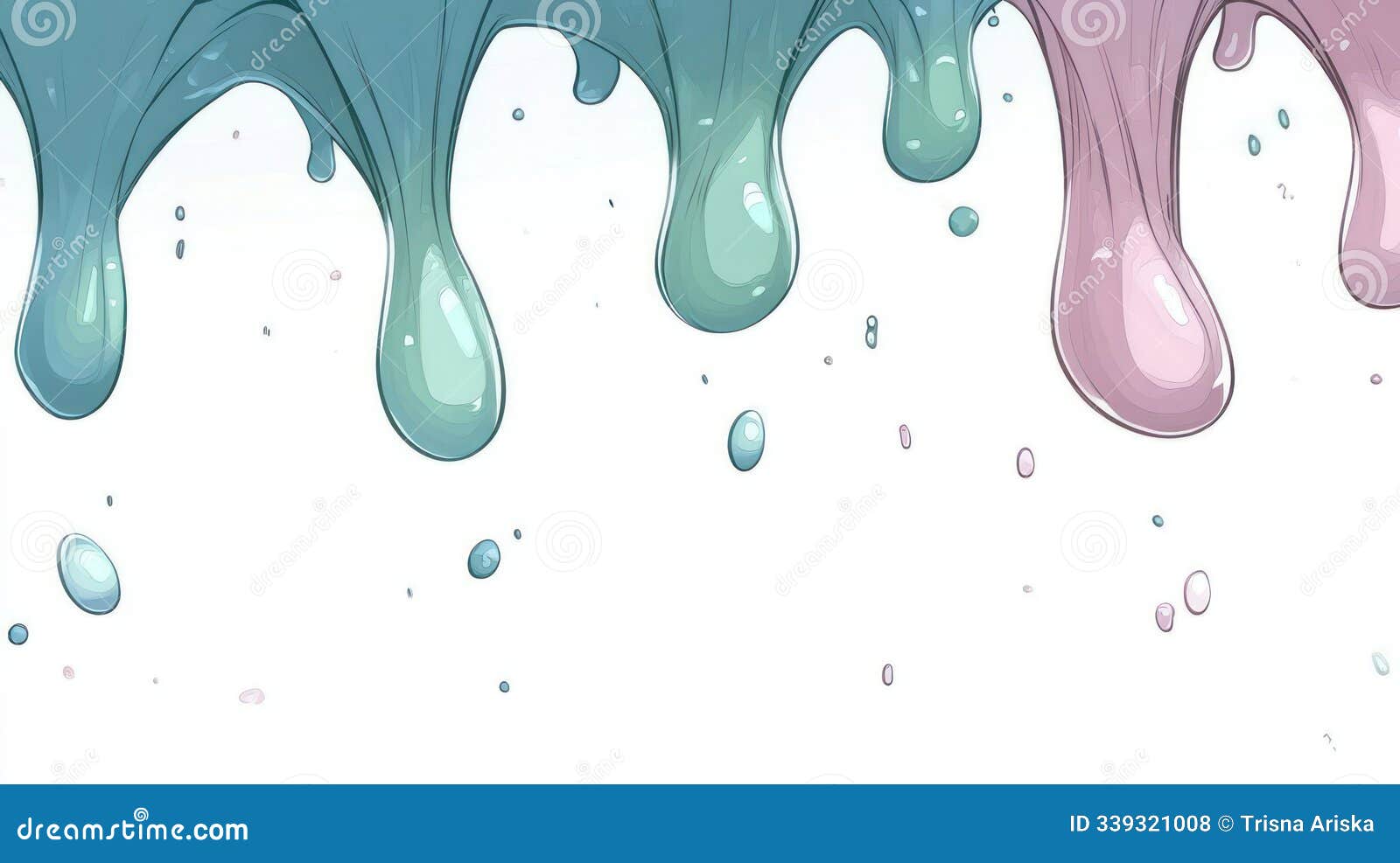 Colorful Drips of Paint or Liquid in Pastel Shades on a White ...