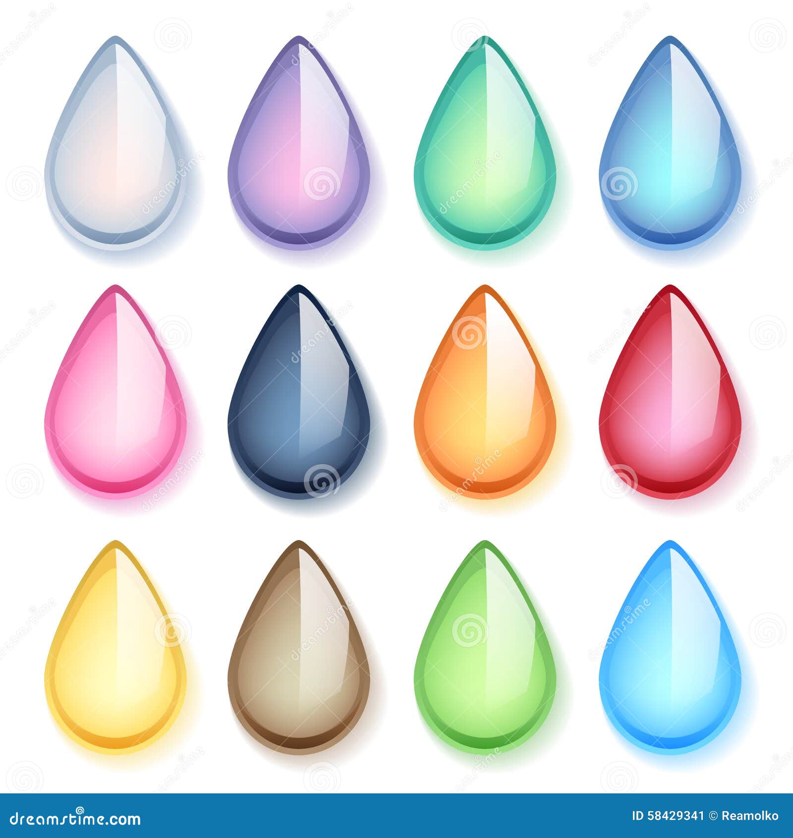 Colorful Drop Tear-shaped Pearl Gemstones Set Stock Vector ...