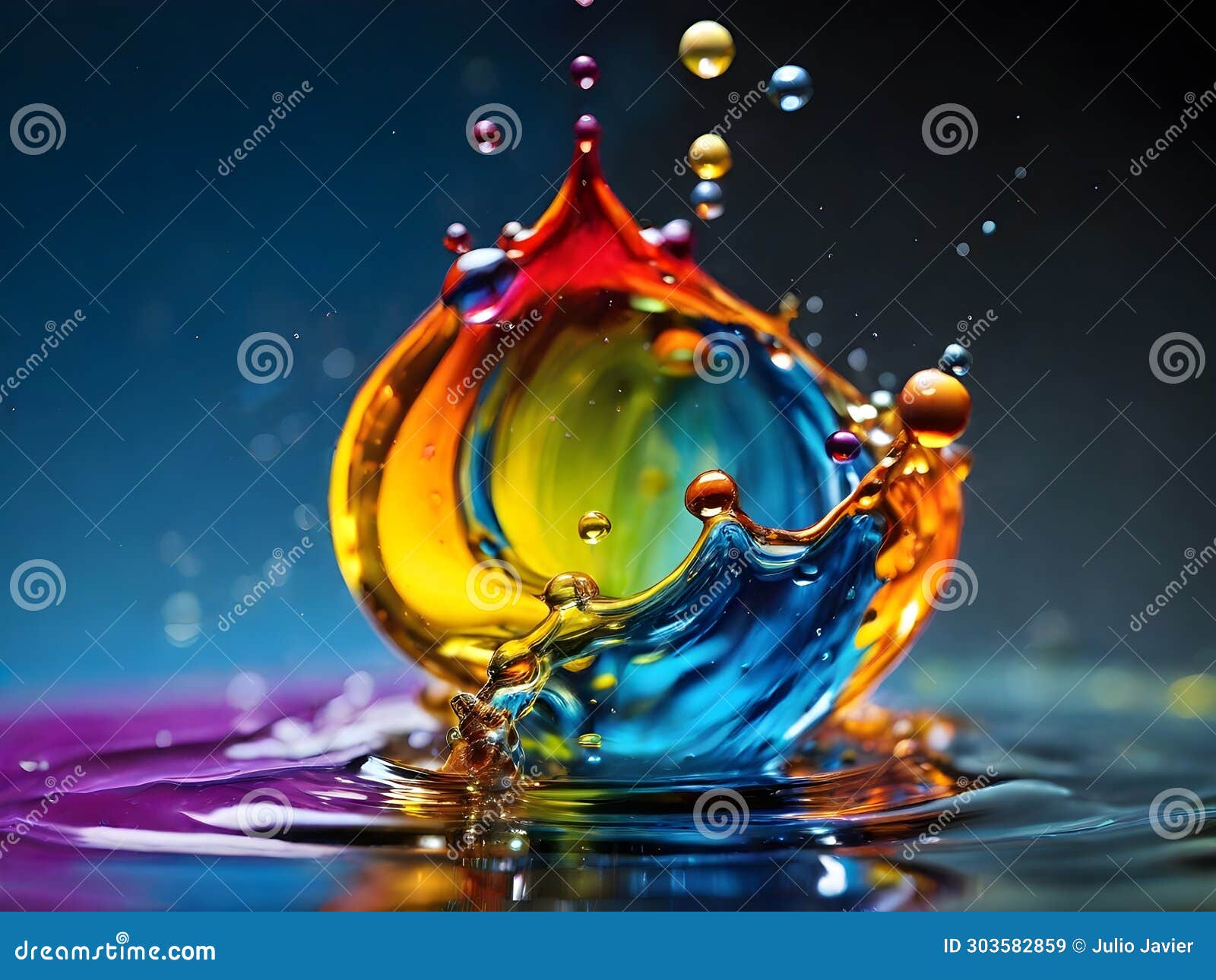 Colorful Droplet of Water Splashes in Different Direction Stock ...
