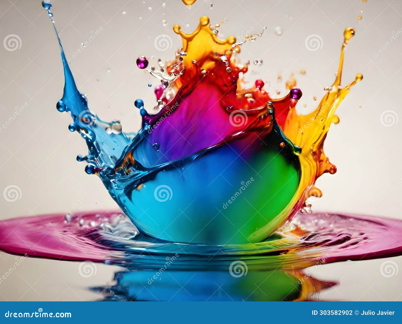 Colorful Droplet of Water Splashes in Different Direction Stock ...