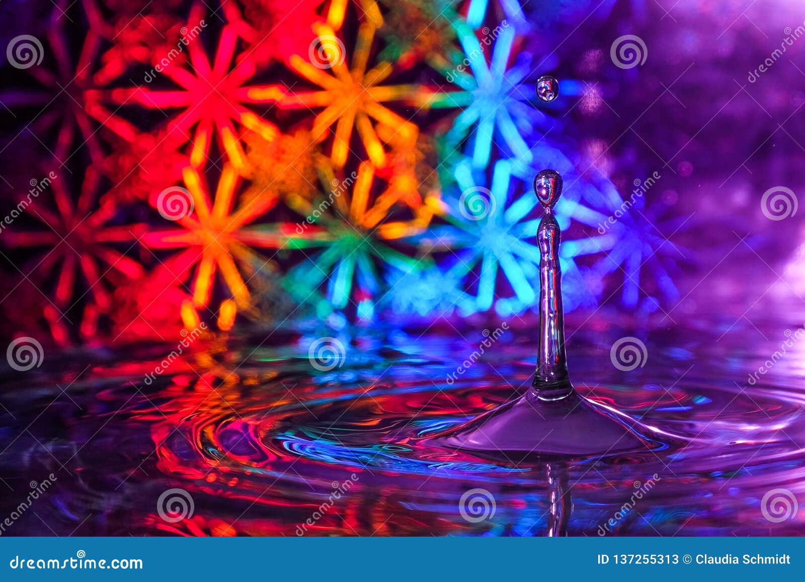 Colorful Dropping - Splashing Waterdrops in Detail Stock Image - Image ...