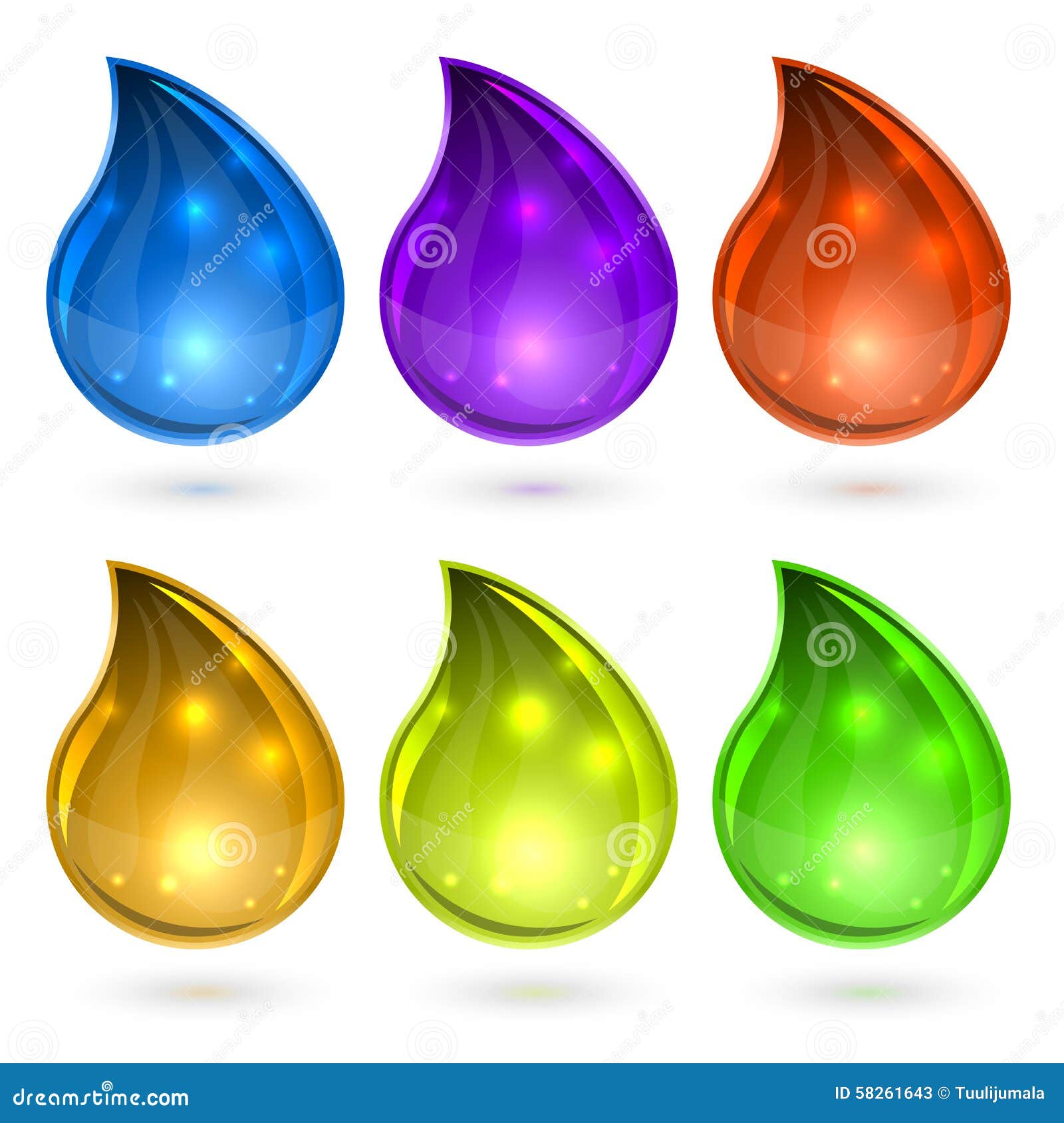 Colorful drops set stock vector. Illustration of color - 58261643