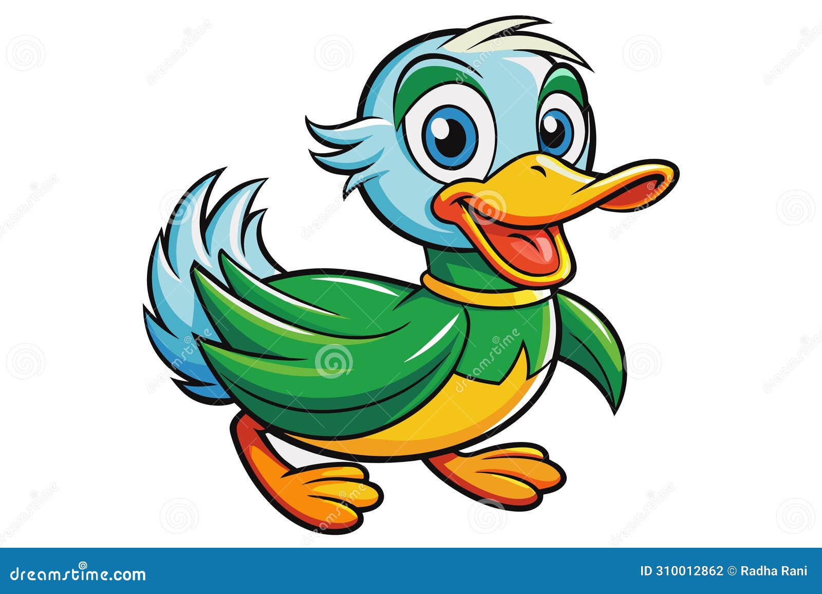 A Colorful Duck Cartoon Style Vector Illustration Stock Illustration ...