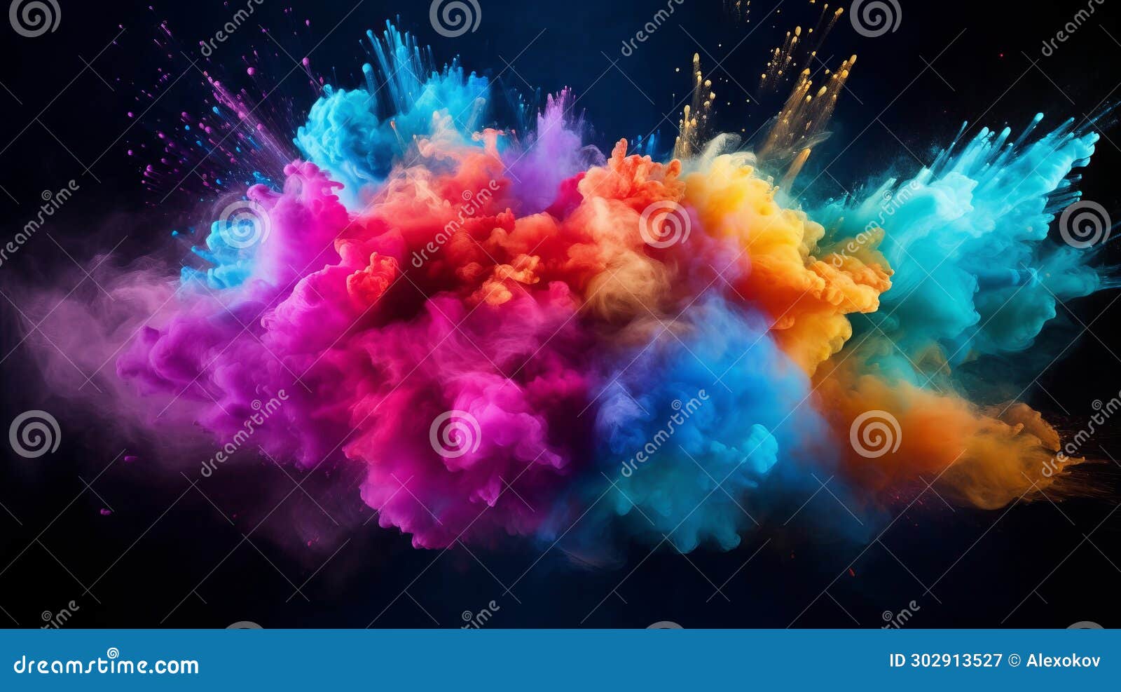 Colorful Dust Explosion on Black Background AI Generated Stock ...