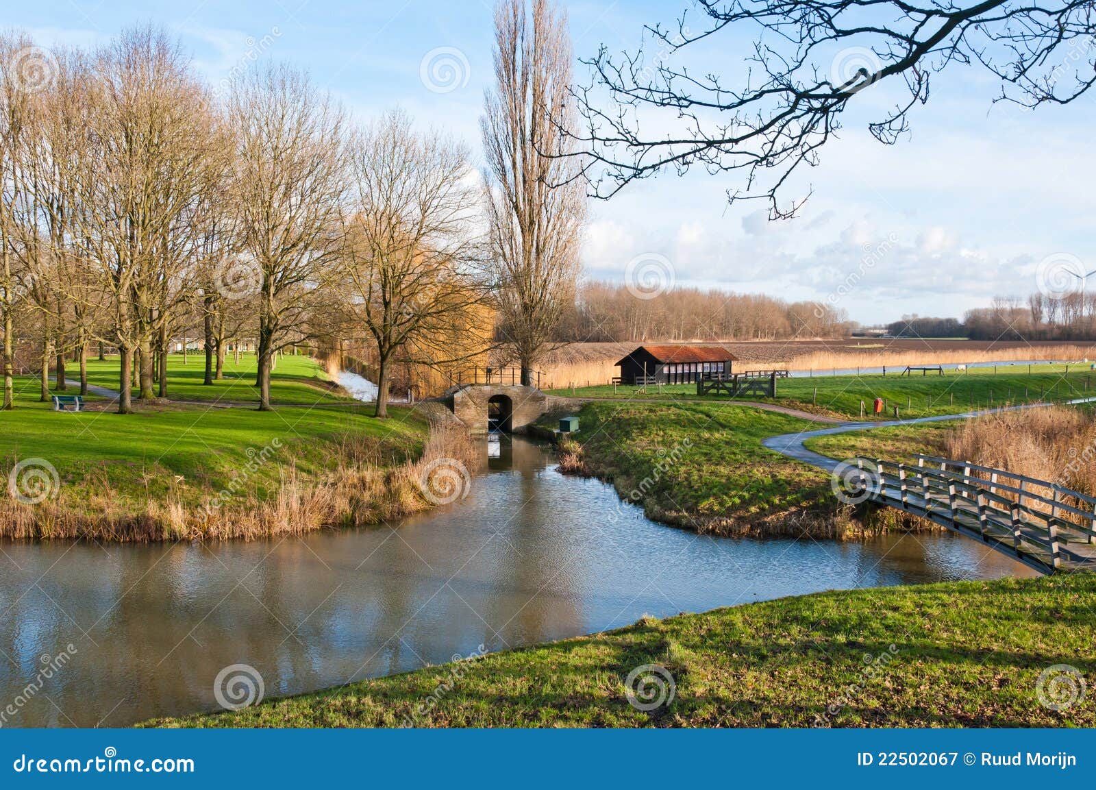 Colorful Dutch Landscape in Autumn Stock Image - Image of branch, calm ...