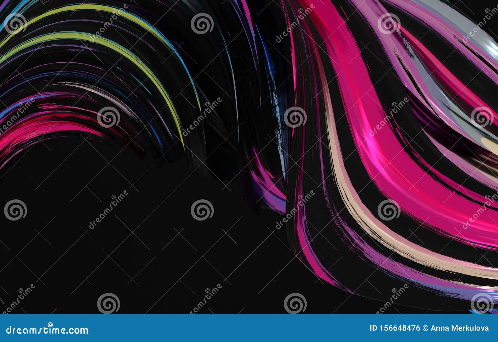 Colorful Dynamic Abstract Twisted Shape. 3d Render Vawe, Spiral Stock ...