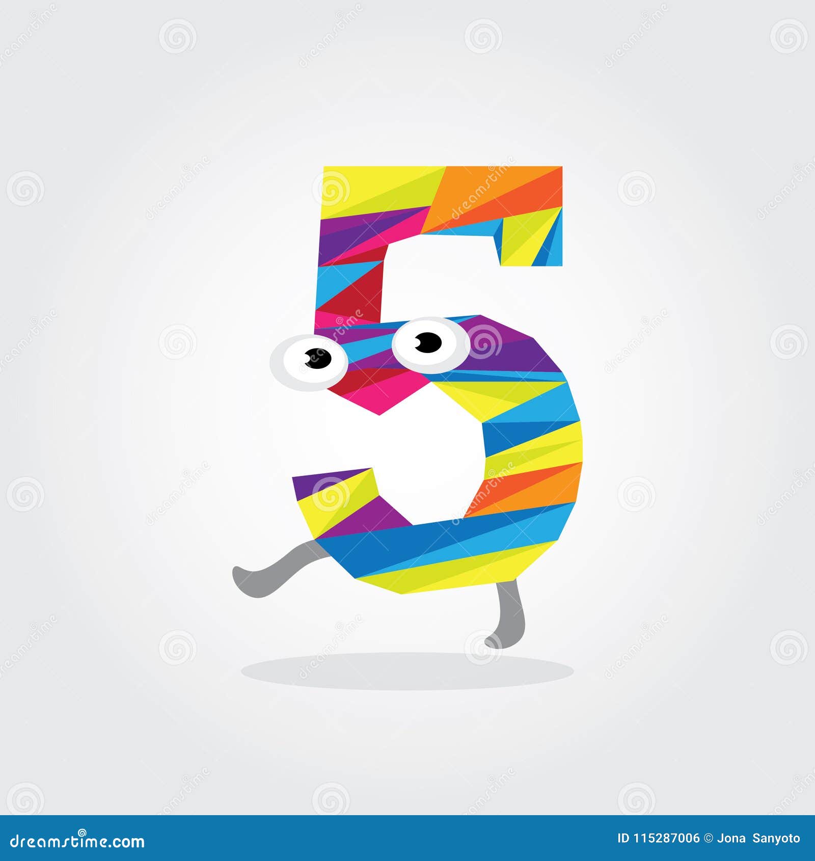Vector Character Number Five Stock Vector - Illustration of character ...