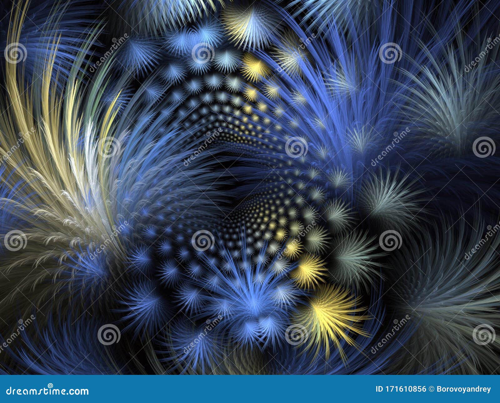 Colorful and Dynamic Feathered Fractal Spikes Computer Generated ...