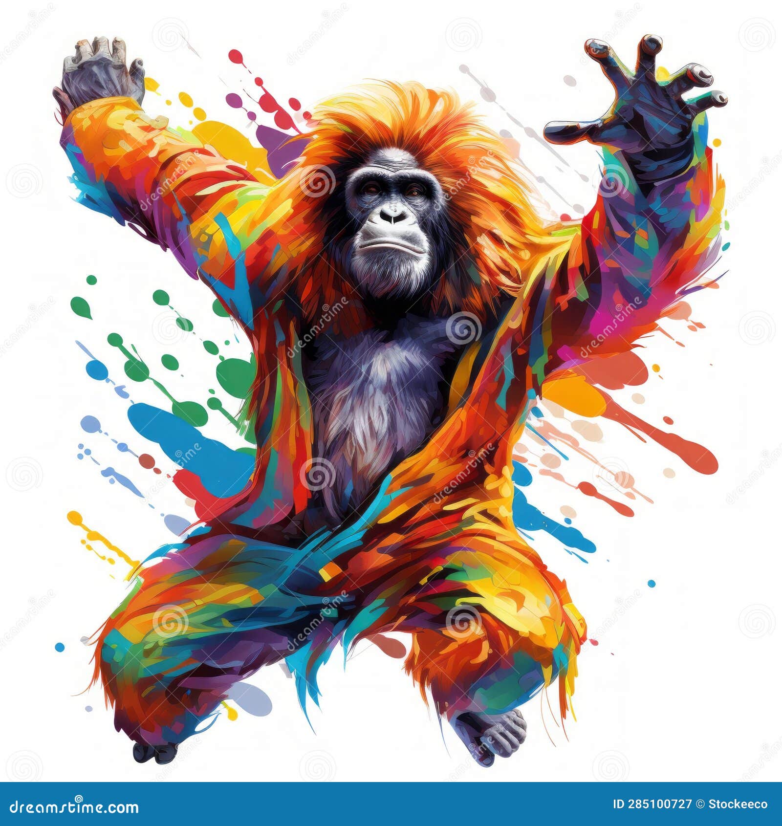 Colorful and Dynamic Monkey Clipart in Realistic Illustration Stock ...