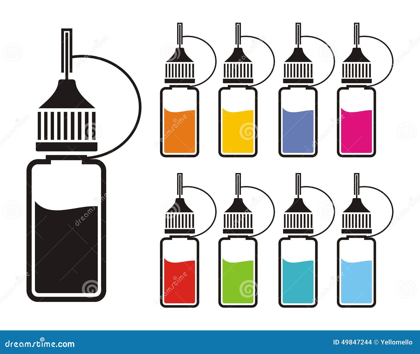 Colorful e-liquid stock vector. Illustration of packaging - 49847244