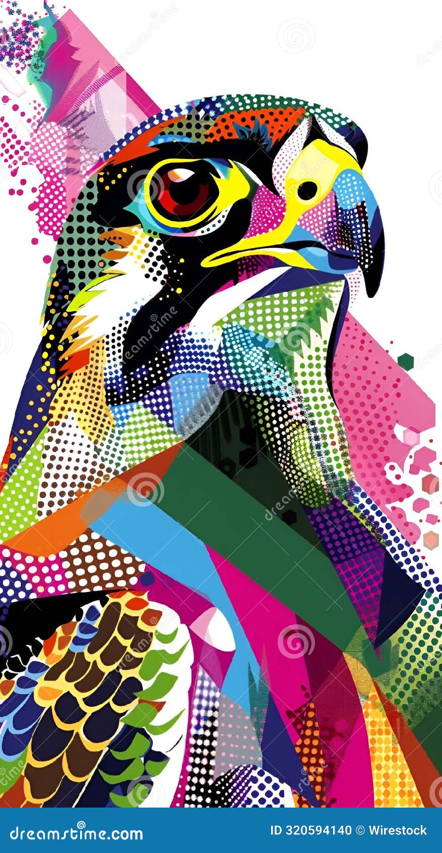 A Colorful Eagle with Geometric Patterns and Colors on it S Face Stock ...