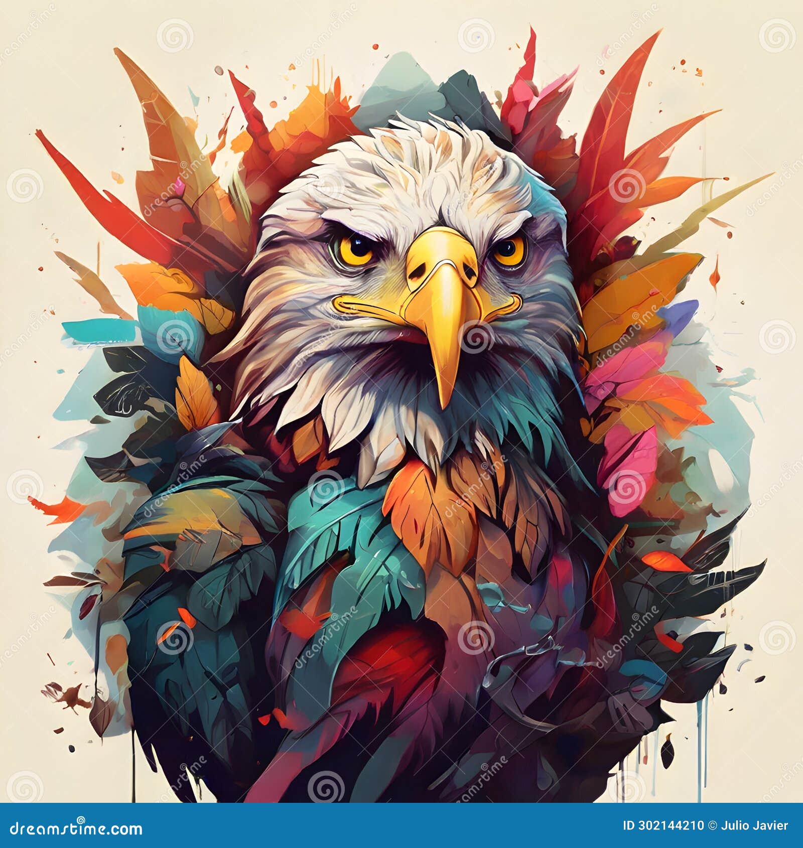 Colorful Eagle Head with Colorful Forest Theme Stock Photo - Image of ...
