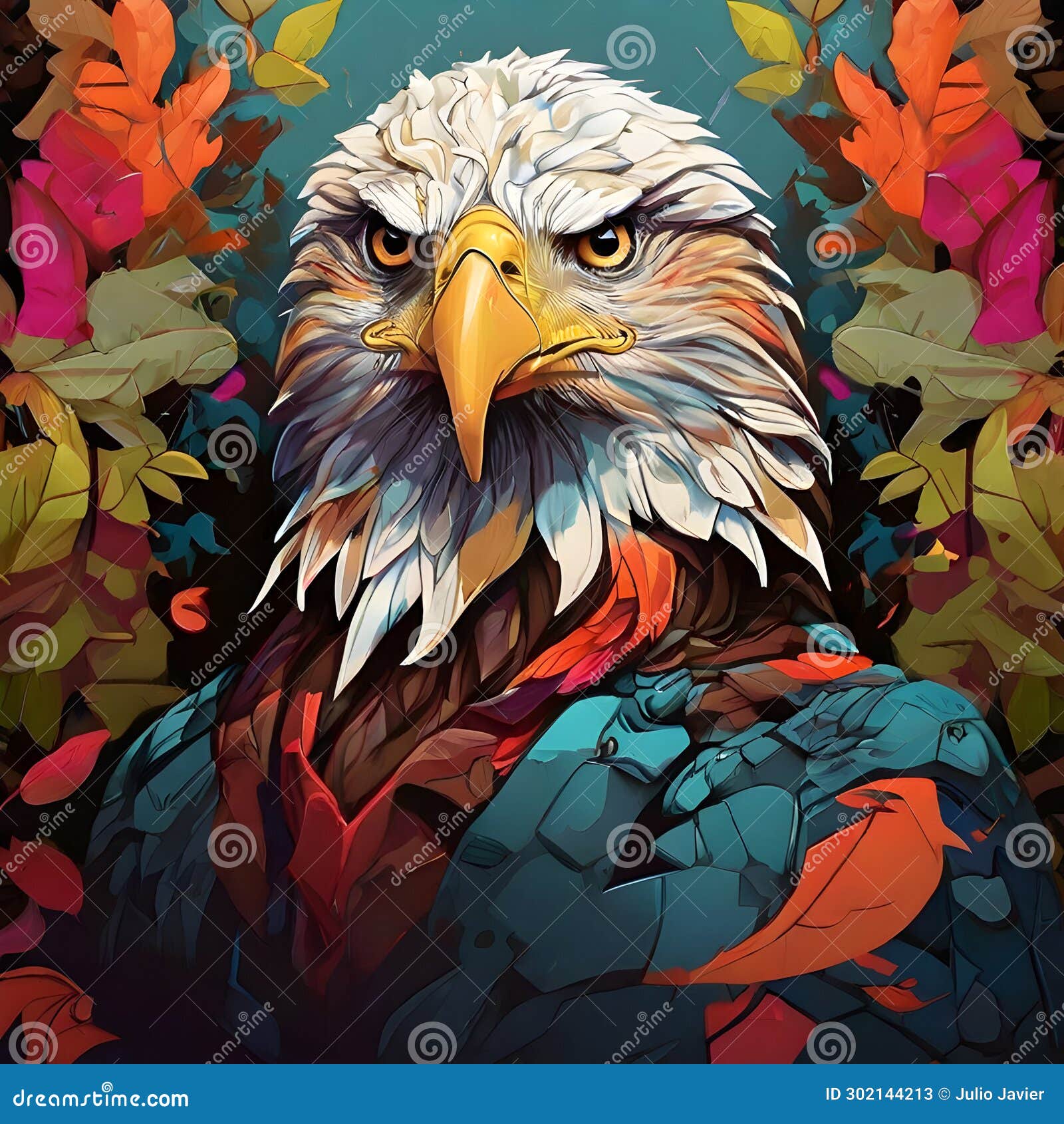 Colorful Eagle Head with Colorful Forest Theme Stock Image - Image of ...