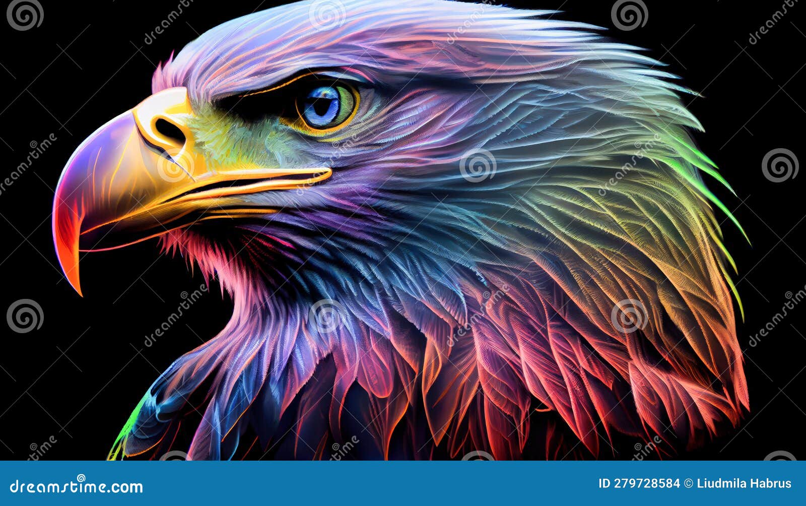 Colorful Eagle Head. Generative AI Stock Illustration - Illustration of ...