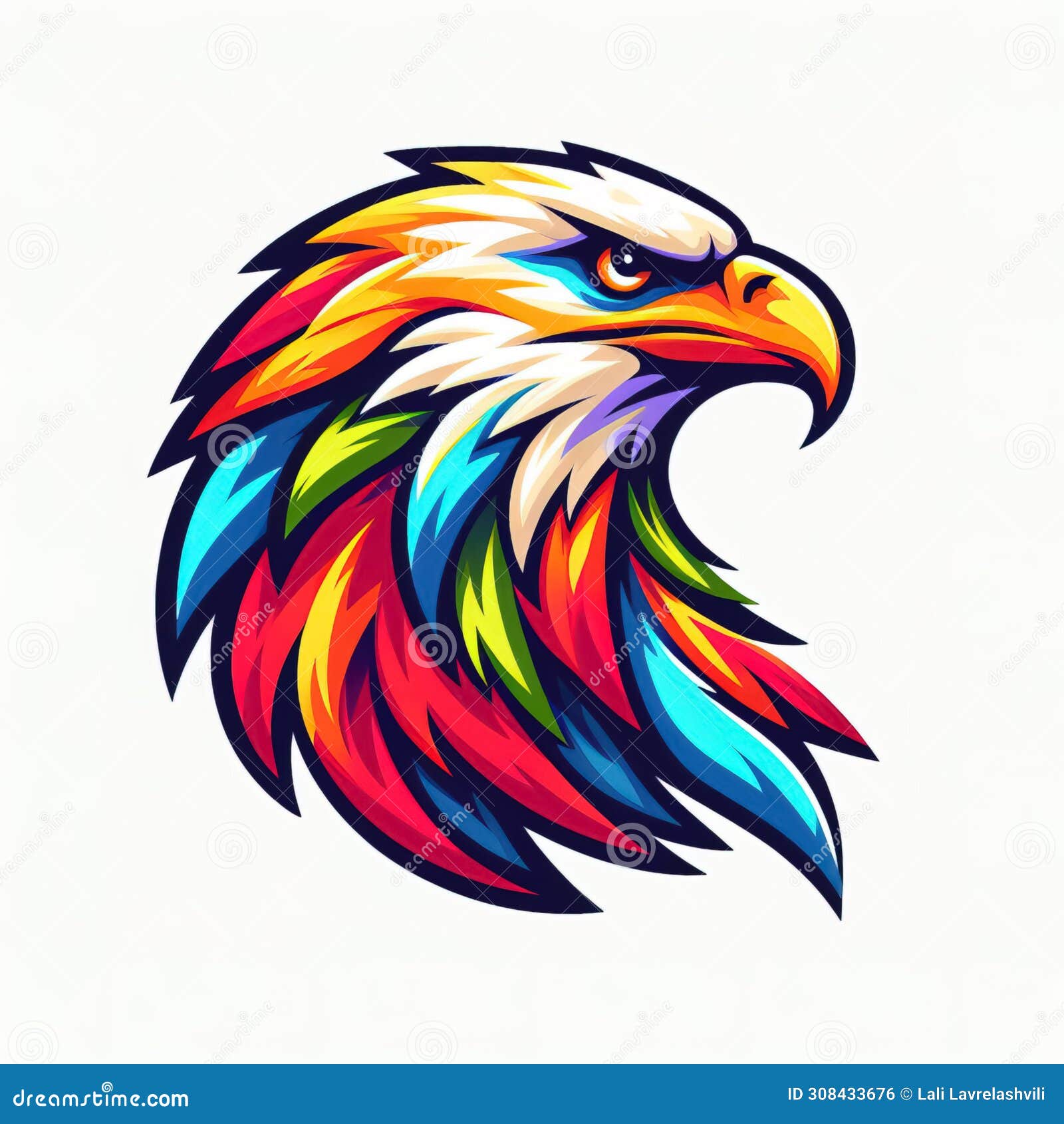 Colorful Eagle Head Logo. Illustration on White Background Stock ...