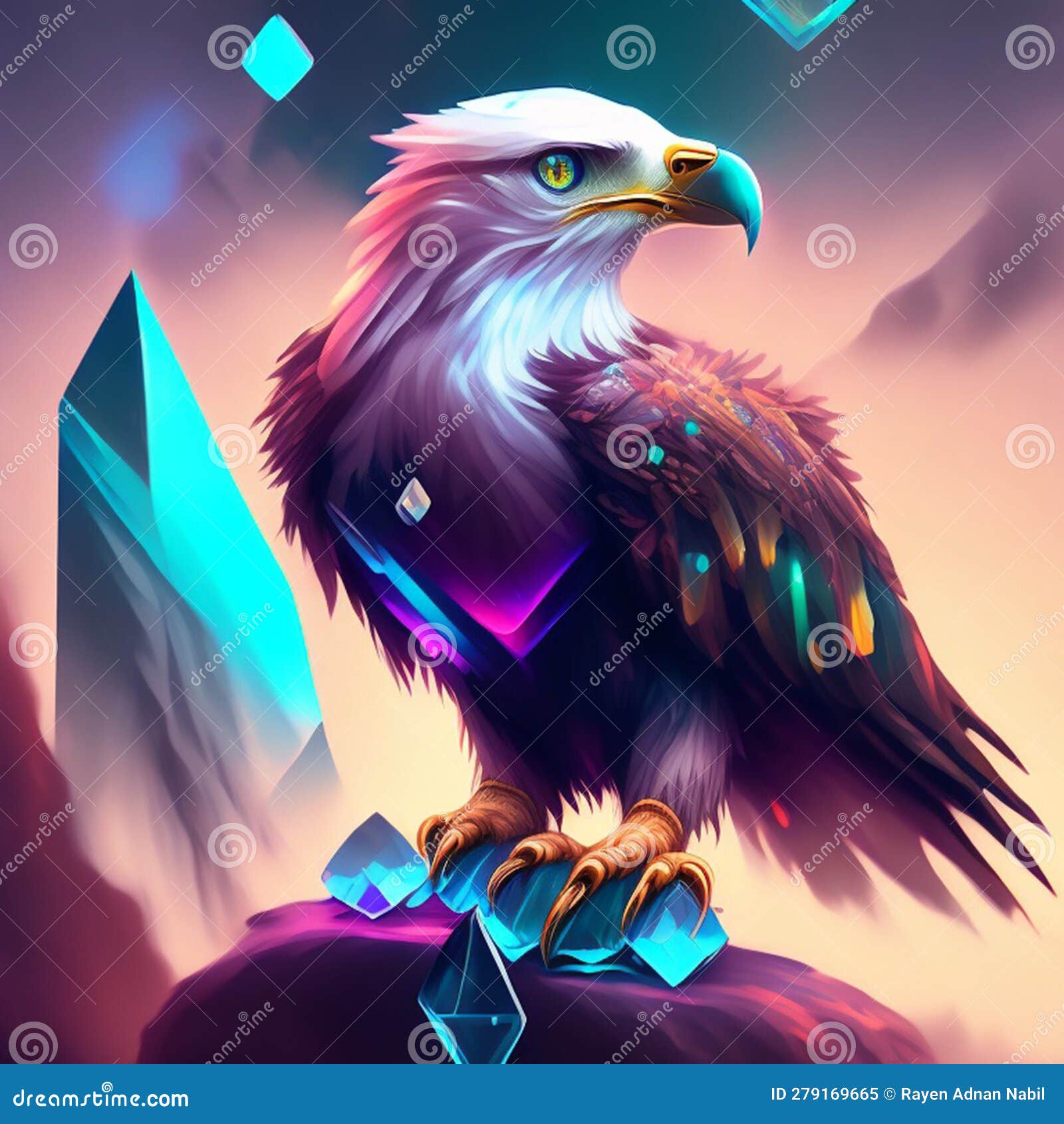 Colorful eagle stock illustration. Illustration of intelligence - 279169665