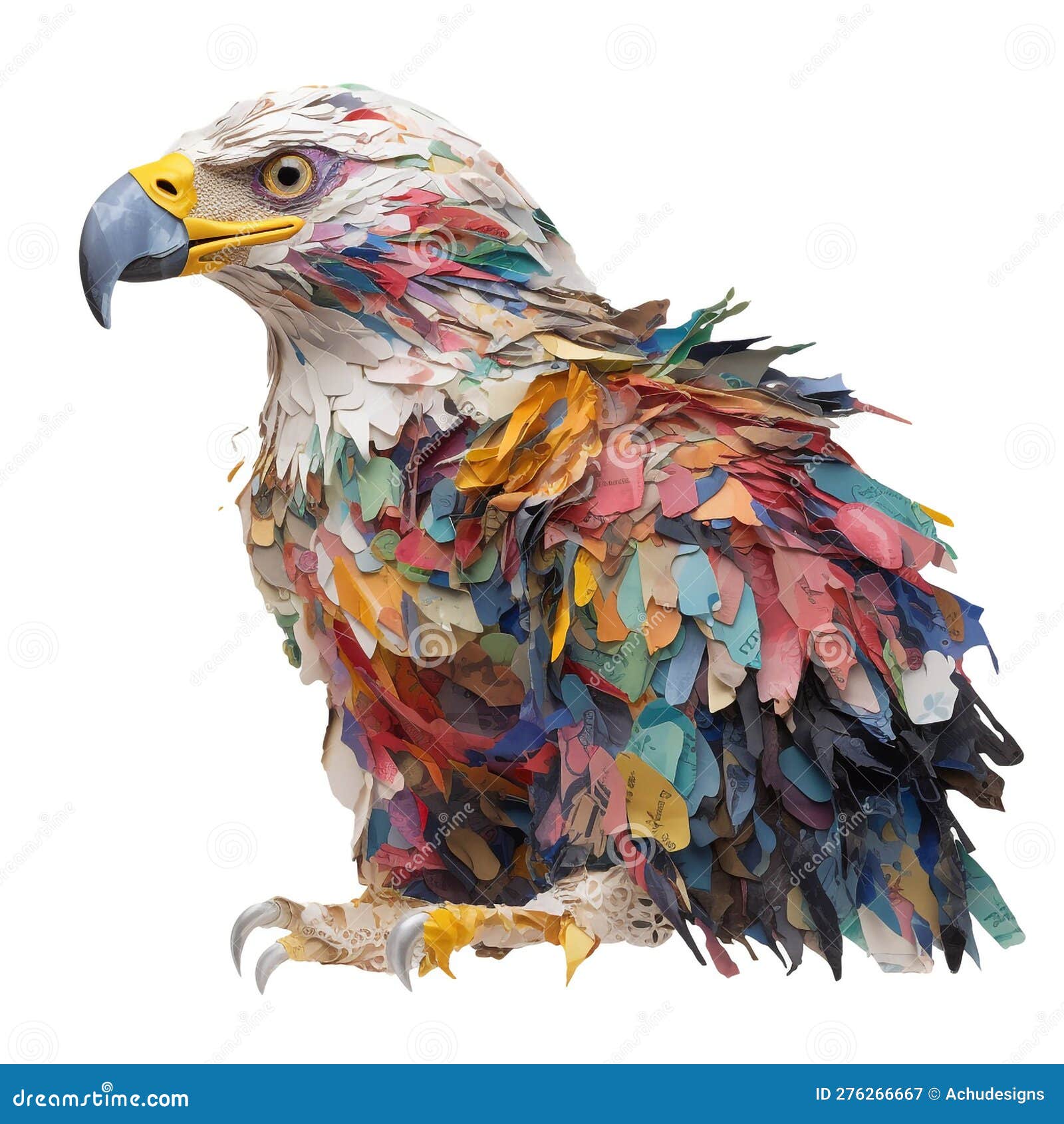 A Colorful Eagle Made from Torn Paper Layers Stock Illustration ...