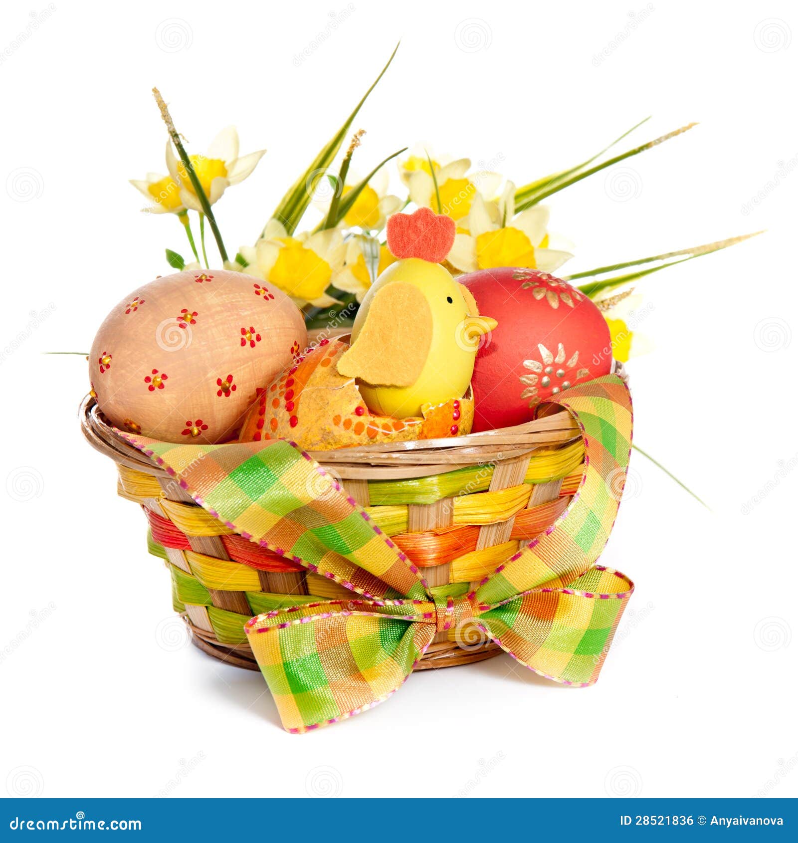 Colorful Easter Basket Decoration Stock Photo - Image of white ...