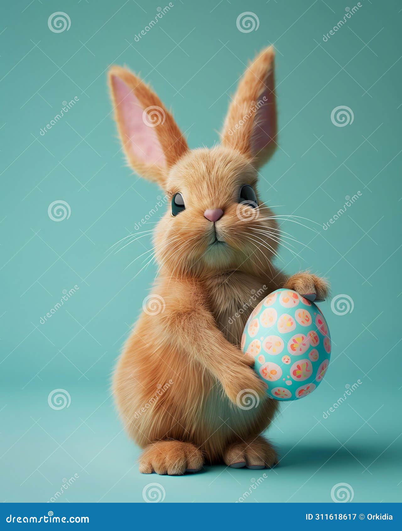 Colorful Easter Bunny on a Pastel Color Background Stock Illustration ...