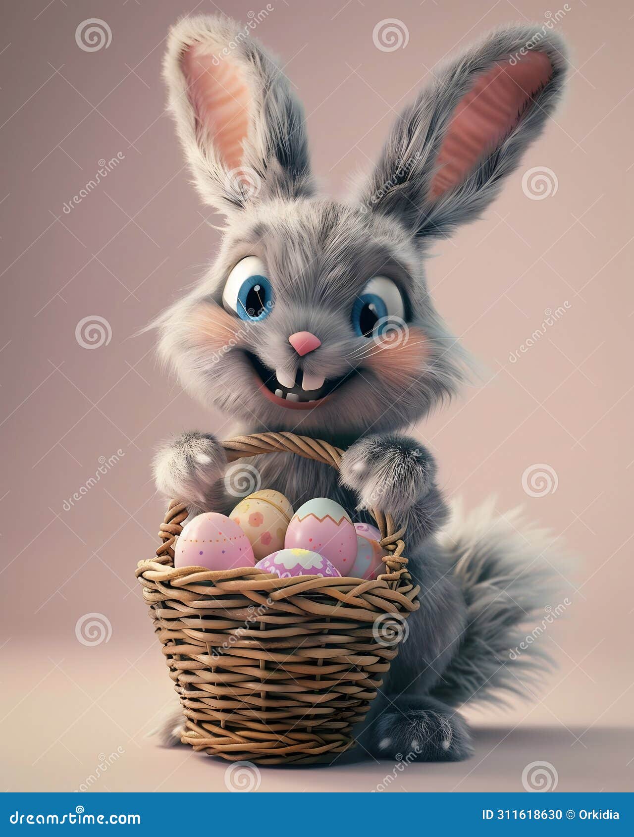 Colorful Easter Bunny on a Pastel Color Background Stock Illustration ...