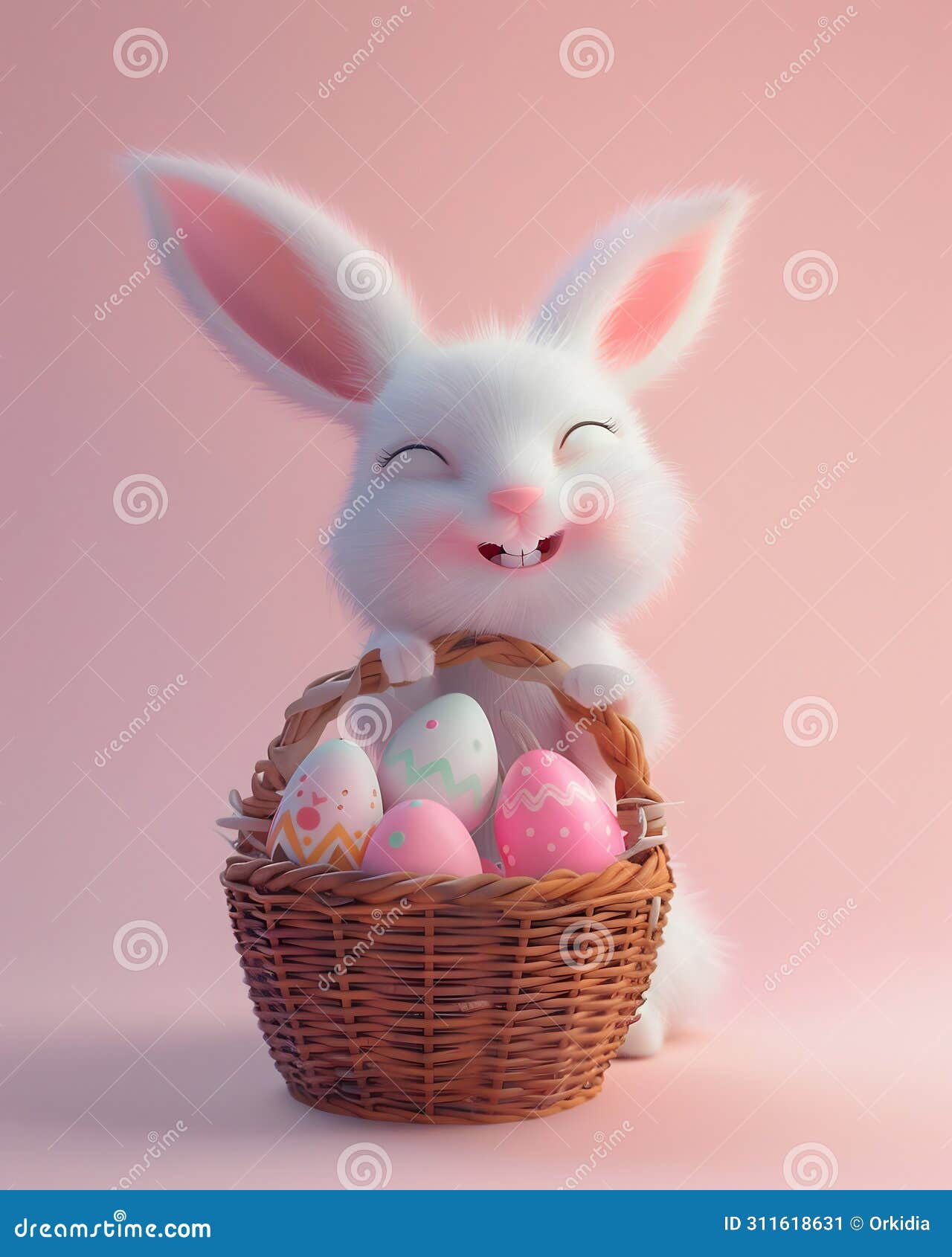 Colorful Easter Bunny on a Pastel Color Background Stock Illustration ...