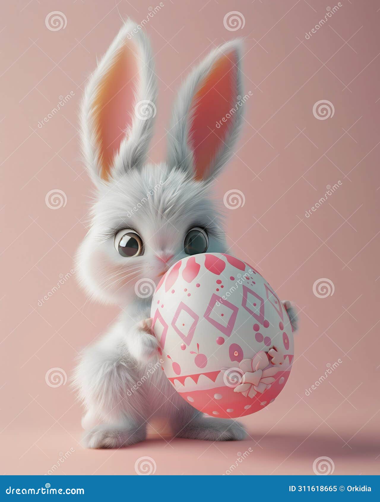 Colorful Easter Bunny on a Pastel Color Background Stock Illustration ...