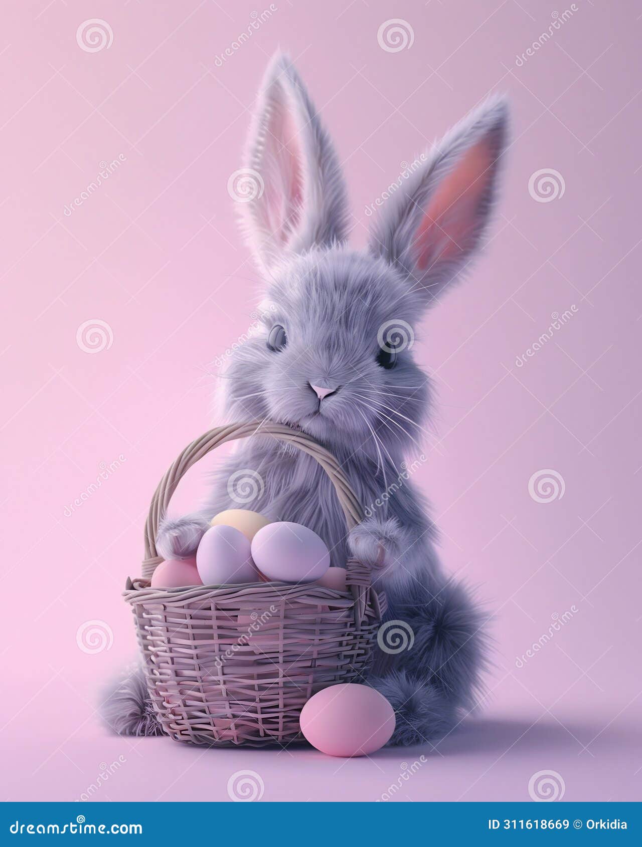 Colorful Easter Bunny on a Pastel Color Background Stock Illustration ...
