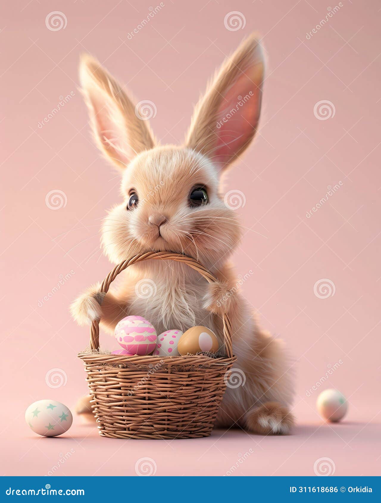 Colorful Easter Bunny on a Pastel Color Background Stock Illustration ...