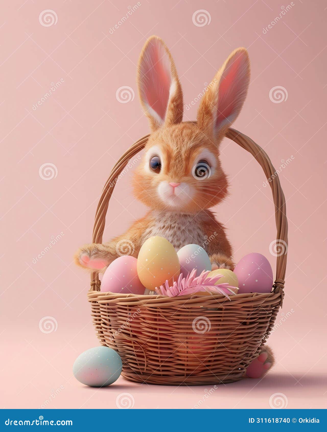 Colorful Easter Bunny on a Pastel Color Background Stock Illustration ...