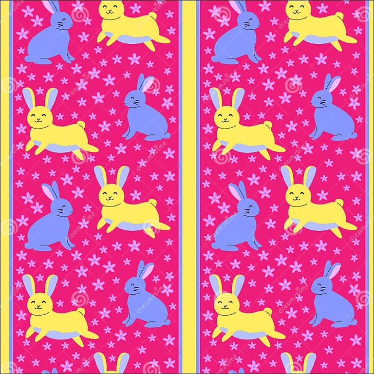 Colorful Easter Bunny Patterns on Pink Background for Festive Designs ...