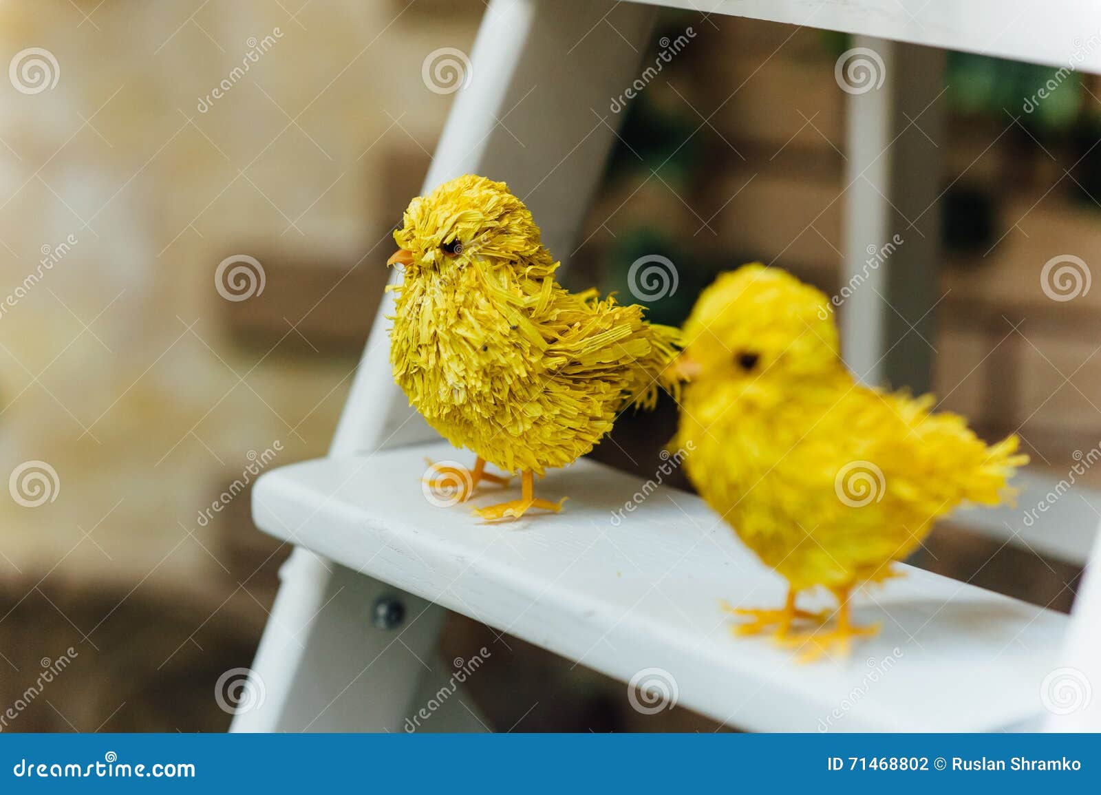 Colorful Easter Chicks on Thwhite Staircase Stock Photo - Image of ...