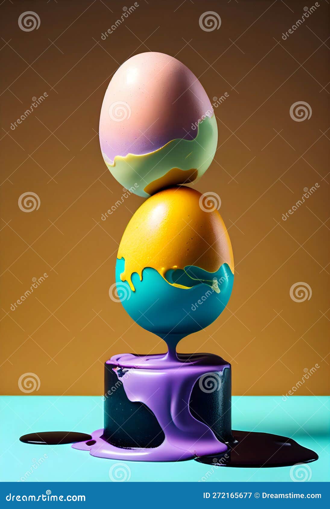 Colorful Easter Egg Balance, Minimal Concept, Closeup, Generative AI ...