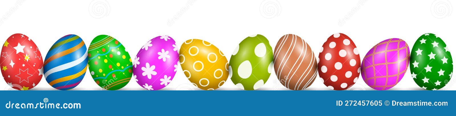 Colorful Easter Egg Bottom Border Over White Banner Background. Easter ...